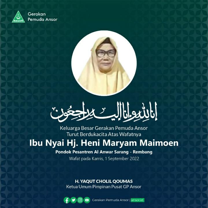Innalillahi, Nyai Hj Heni Maryam Istri KH Maimoen Zubair Wafat - majalahnurani.com